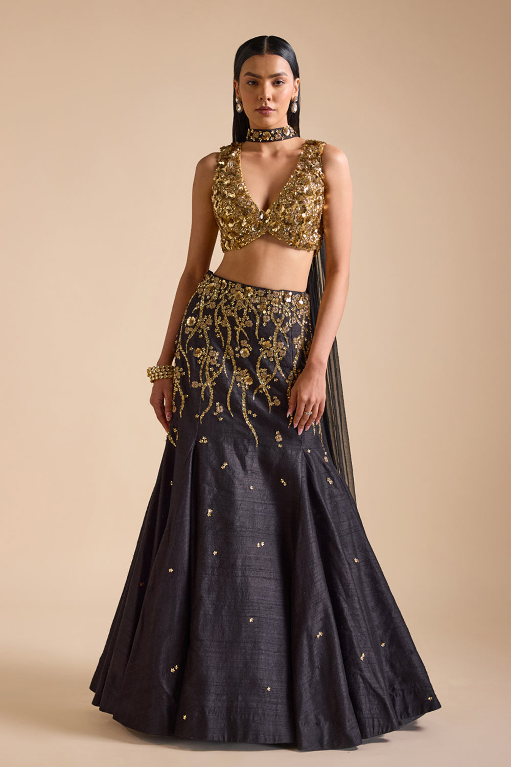 Black Mermaid Style Lehenga Set – Prevasu